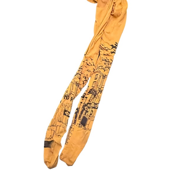 Pants & Jumpsuits | Nyc City Tights Street Bird Graphic Mustard Yellow ...